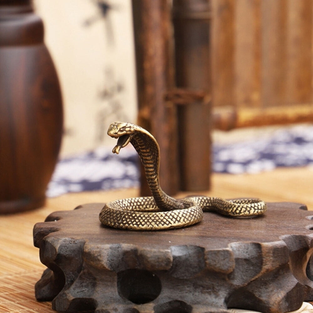 Miniature Antique Bronze Cobra Boa Snake Statue Figurines Copper Zodiac ...