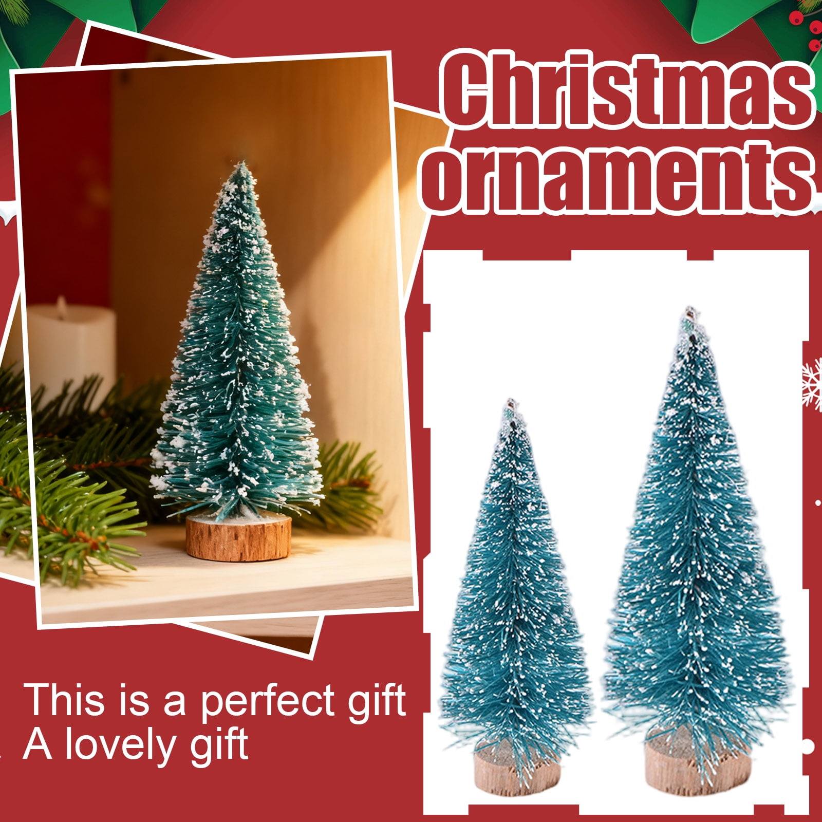 Miniature Artificial PVC Pine Needle Christmas Tree with Wooden Base ...