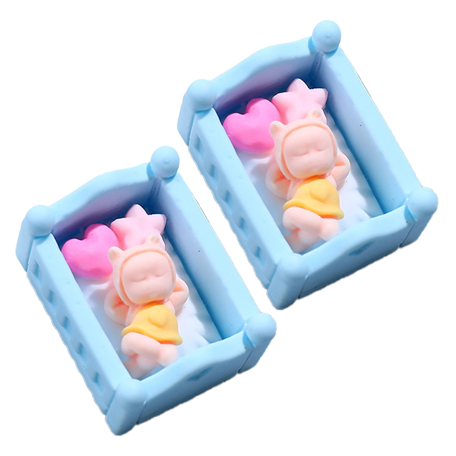 Miniature Baby Bed Cartoon Realistic Plastic Doll House Ornament Baby ...