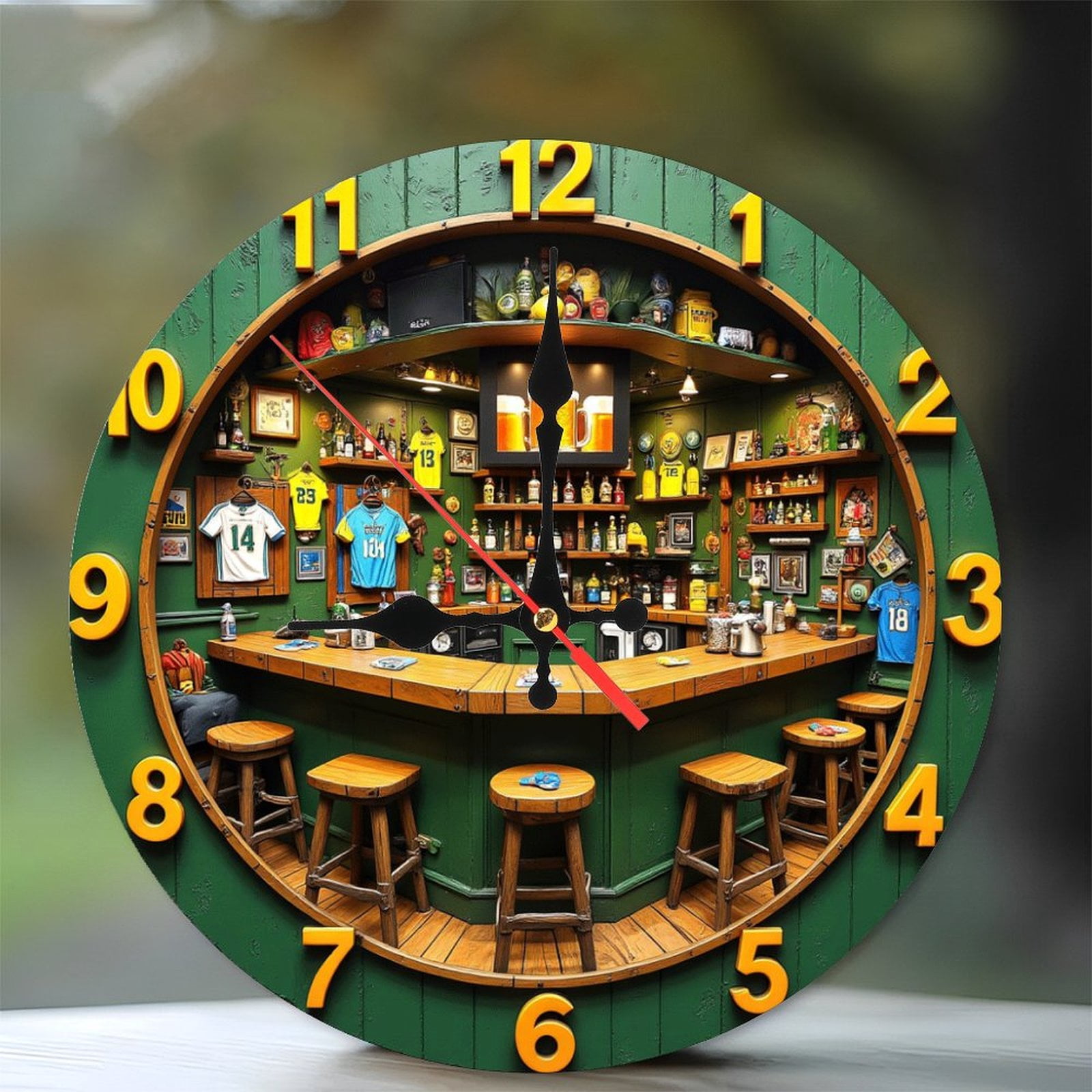 Miniature Bar Clock Pub Decor Home Bar Shelves Miniature 10-Inch Silent ...
