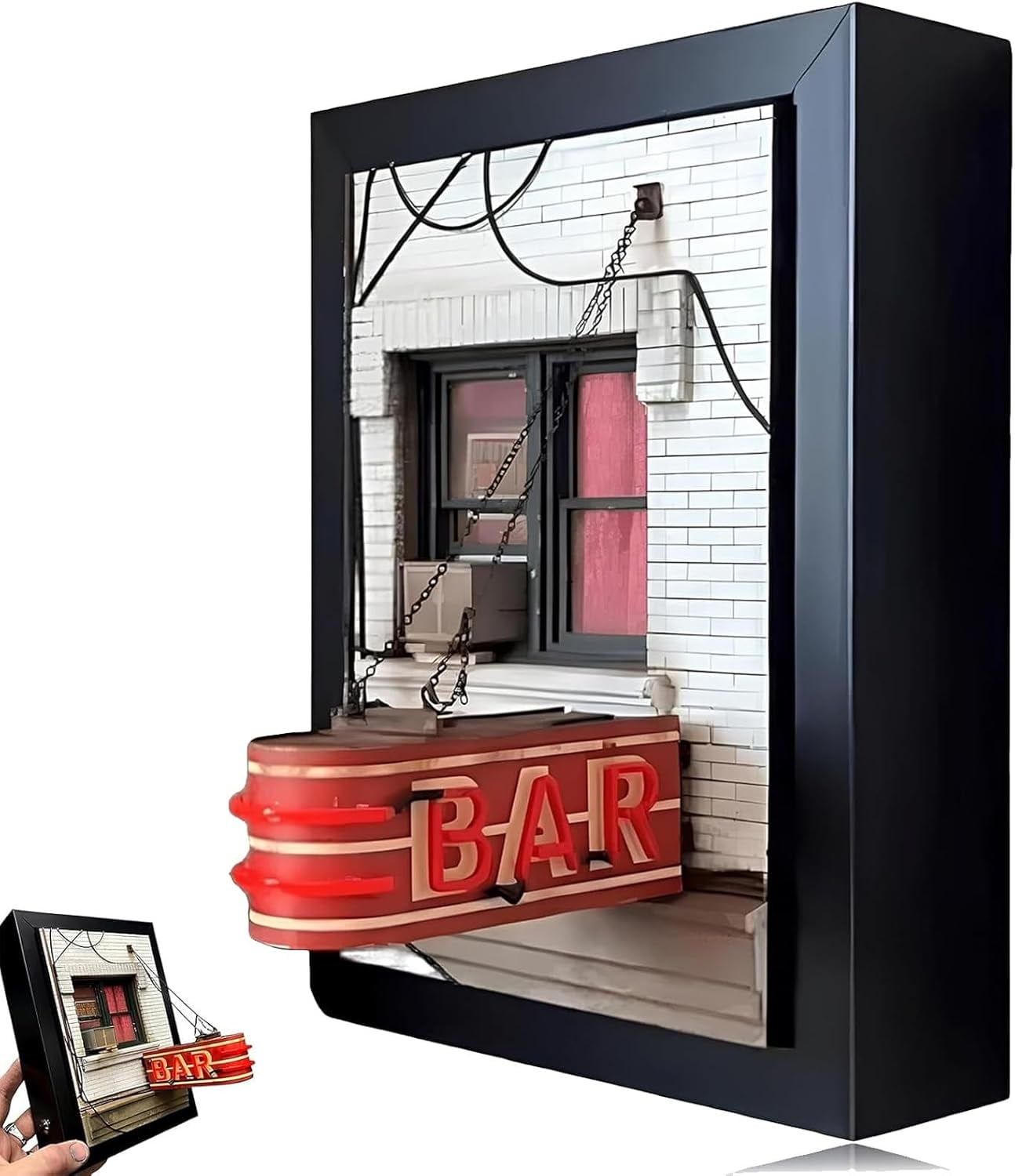 Miniature Bar Window on The Wall, Handmade Retro Bars Store Wall Light ...