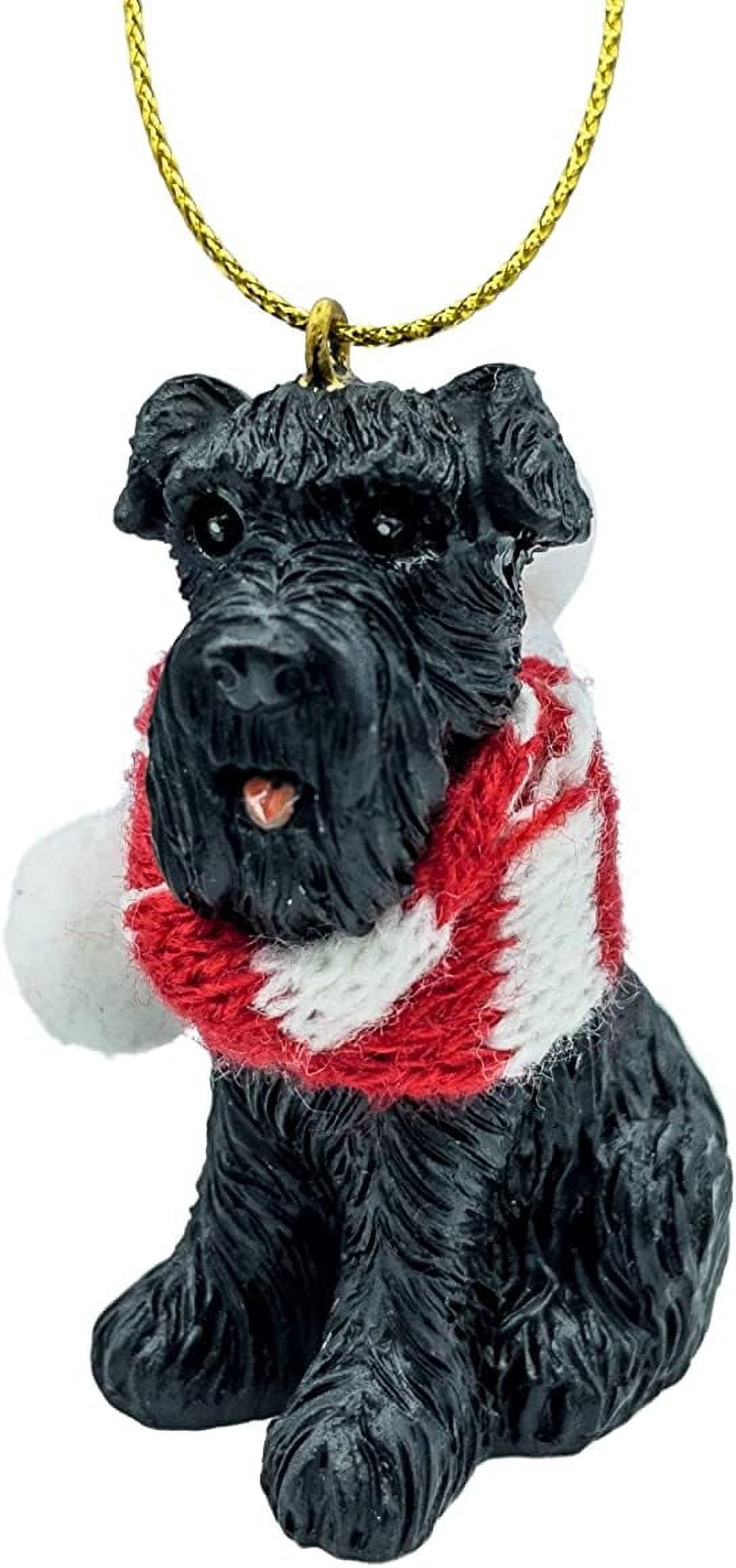 Miniature Black Schnauzer Dog Christmas Tree Ornament with Candy Cane ...