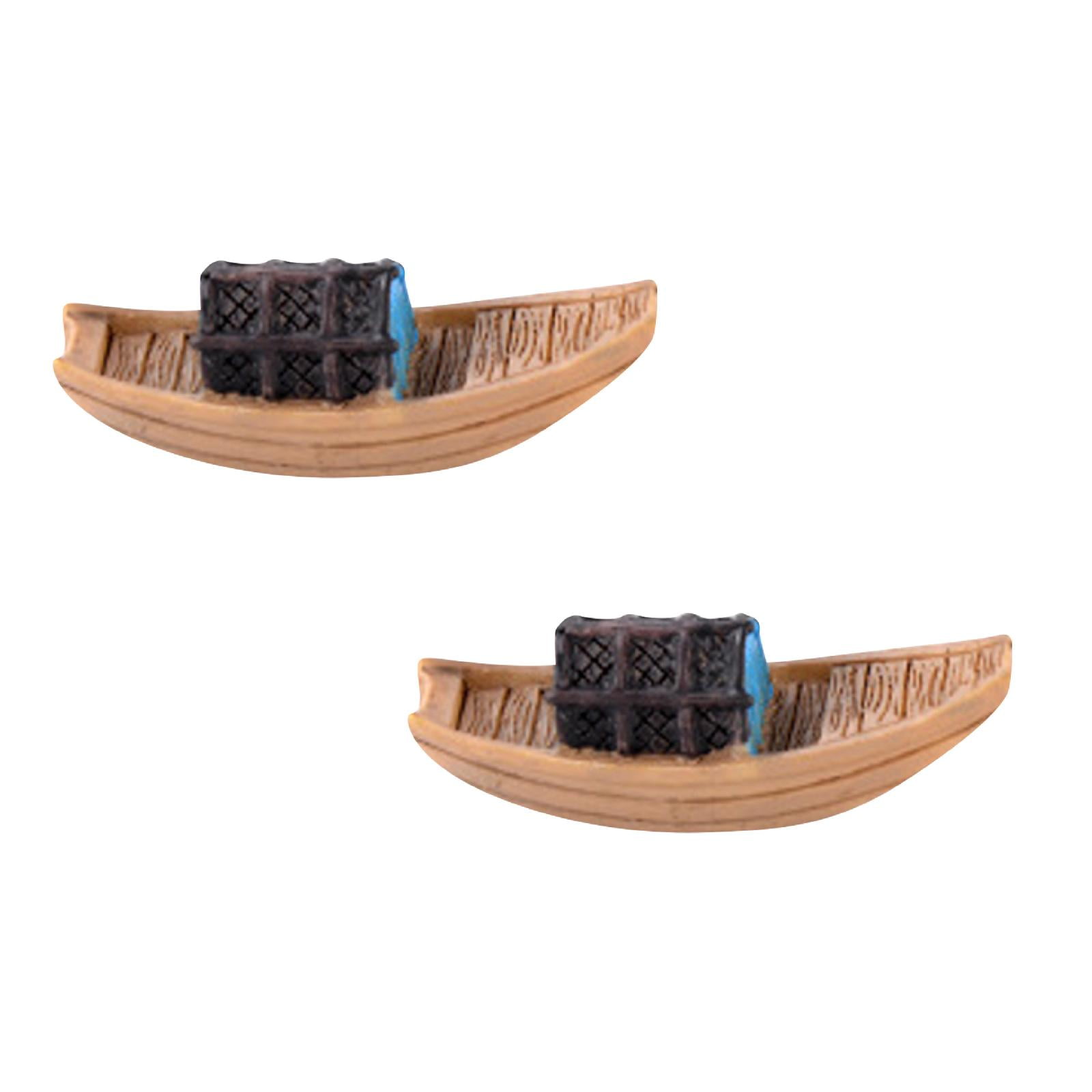 Miniature Boat Figure Mini Retro Fishing Boat Boat Figurine Rustic Boat ...