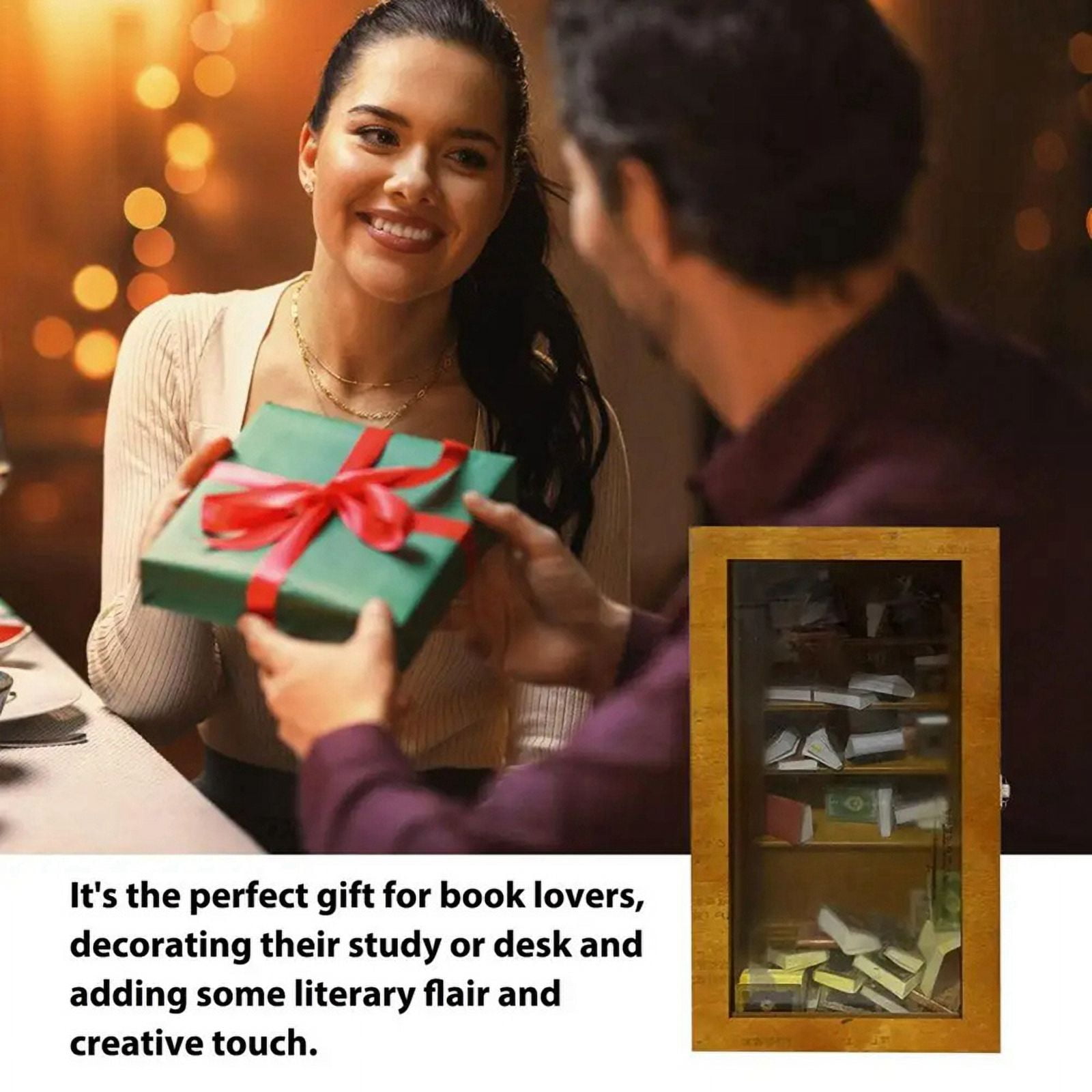 Miniature Bookshelf Pocket Anxiety Bookshelf Wooden Tiny Book Library ...