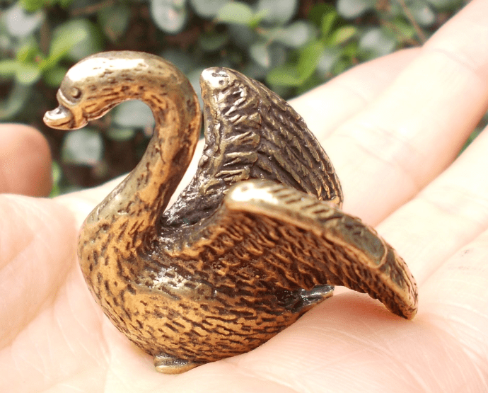 Miniature Brass Goose Figurine Model Ornament Retro Animal Statue Home ...