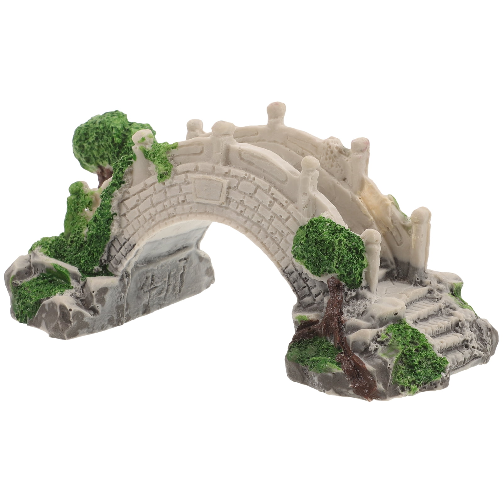 Miniature Bridge Figurine Bonsai Landscape Bridge Adornment Small Resin ...