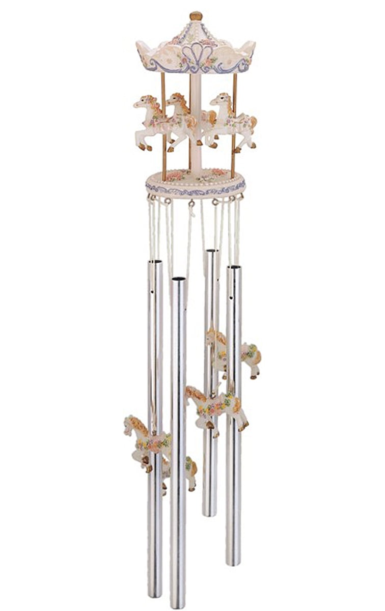 Miniature Carousel Top Wind Chime With Hanging Horse Figures - Walmart.com