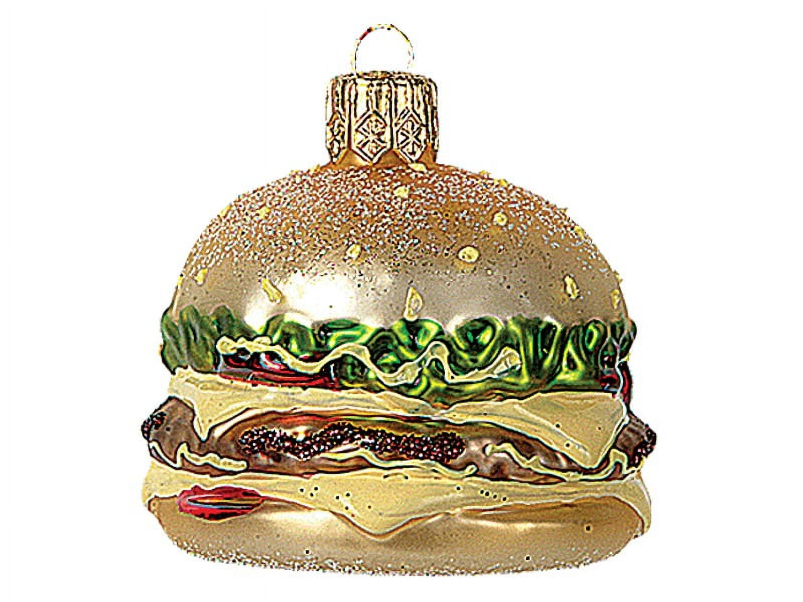 Miniature Cheeseburger Glass Christmas Ornament Fast Food Burger ...
