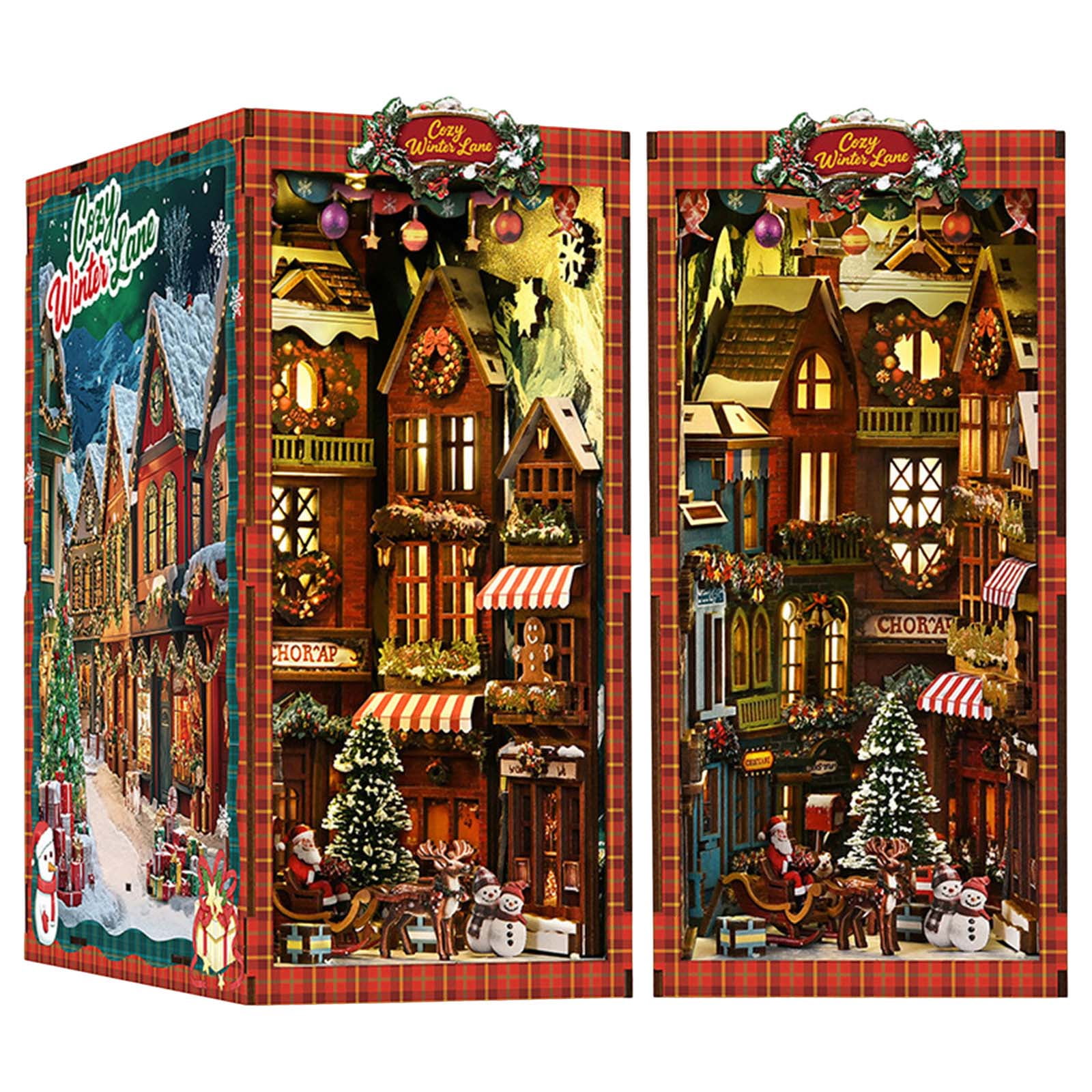 Miniature Christmas Book Nook Kits DIY Tiny House 3D Wooden Puzzle Xmas ...