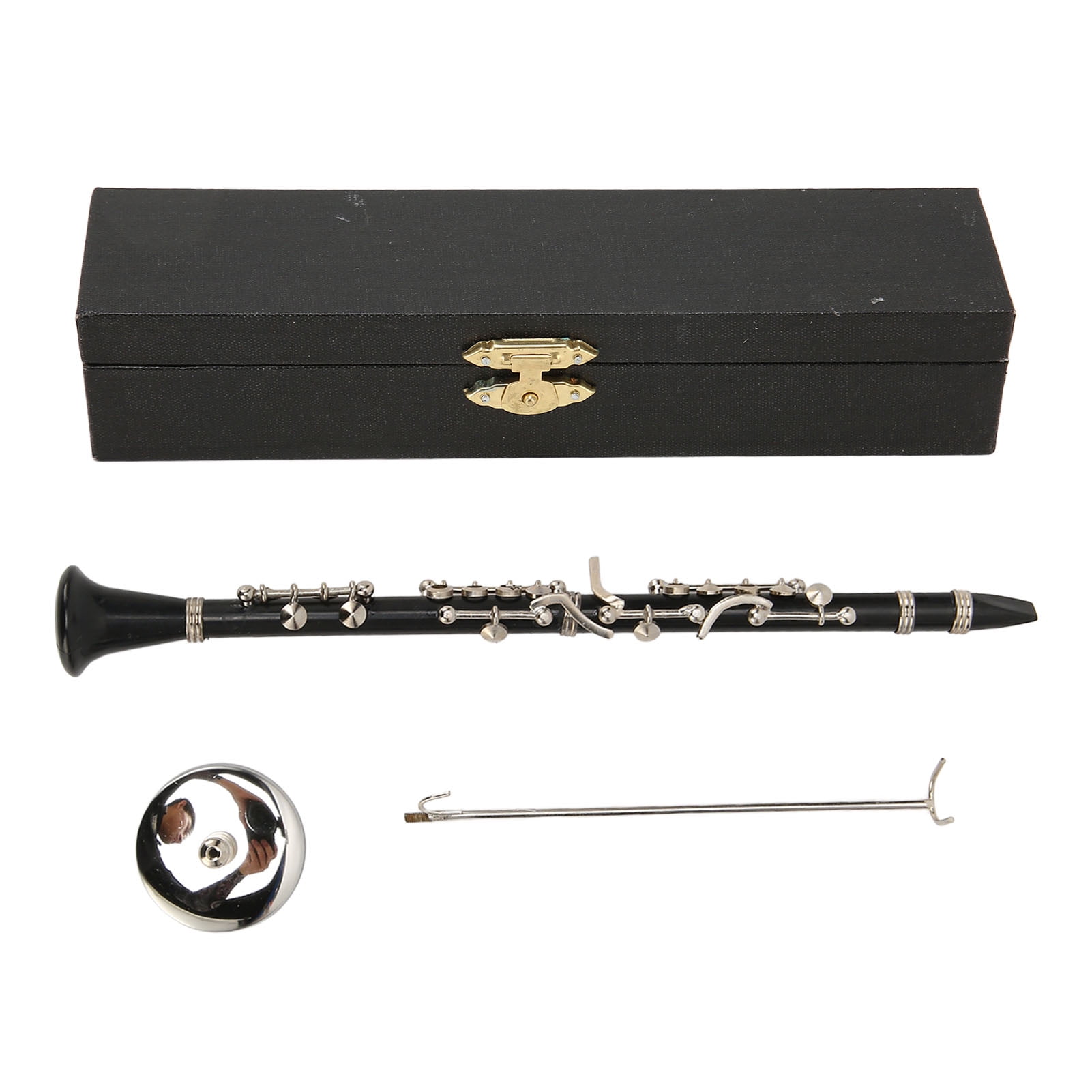 Miniature Clarinet Replica with Stand and Case Musical Instrument Model Dollhouse Decoration 7 ...