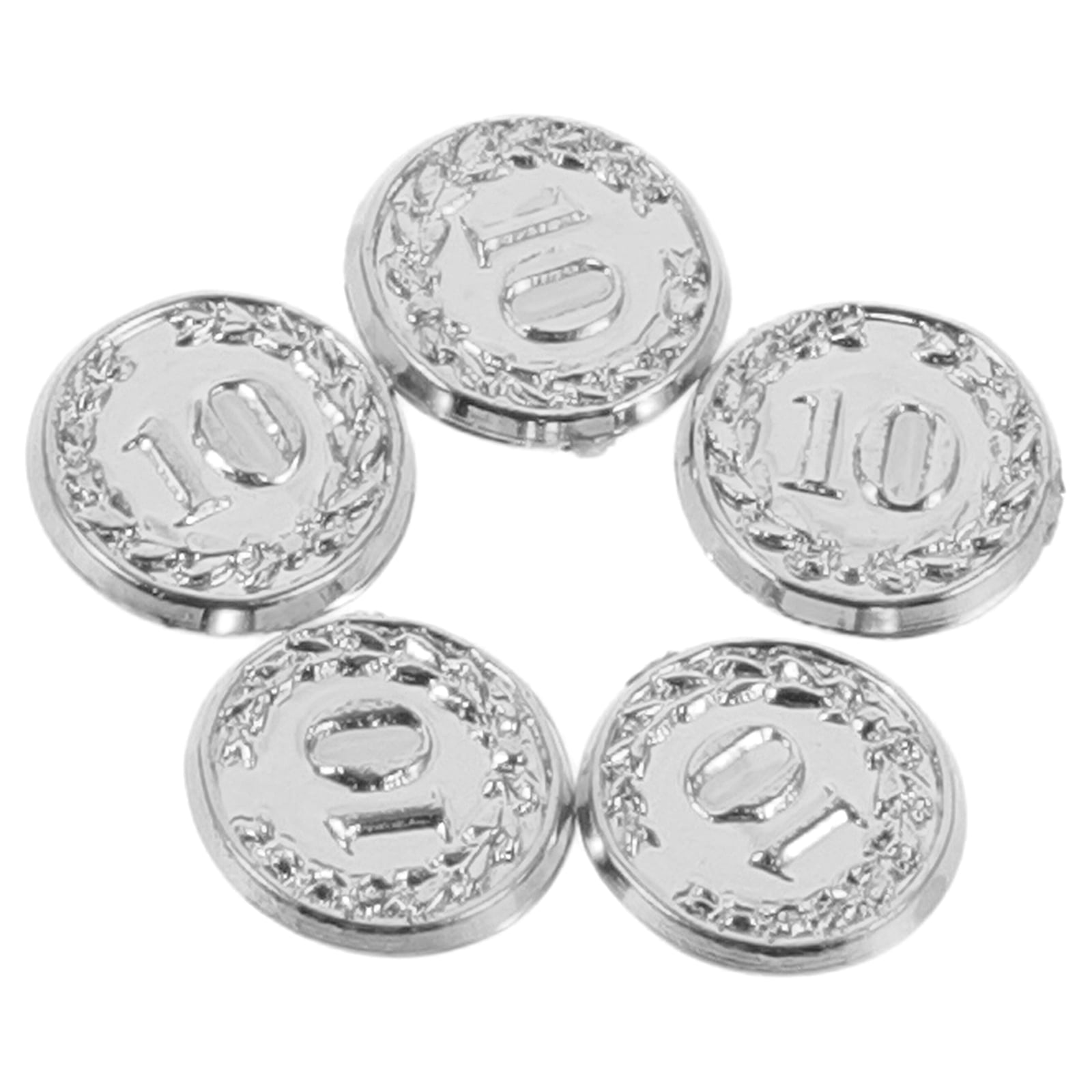 Miniature Coins Silver 5pcs Dollhouse Treasure Coins Plastic Kids Play ...