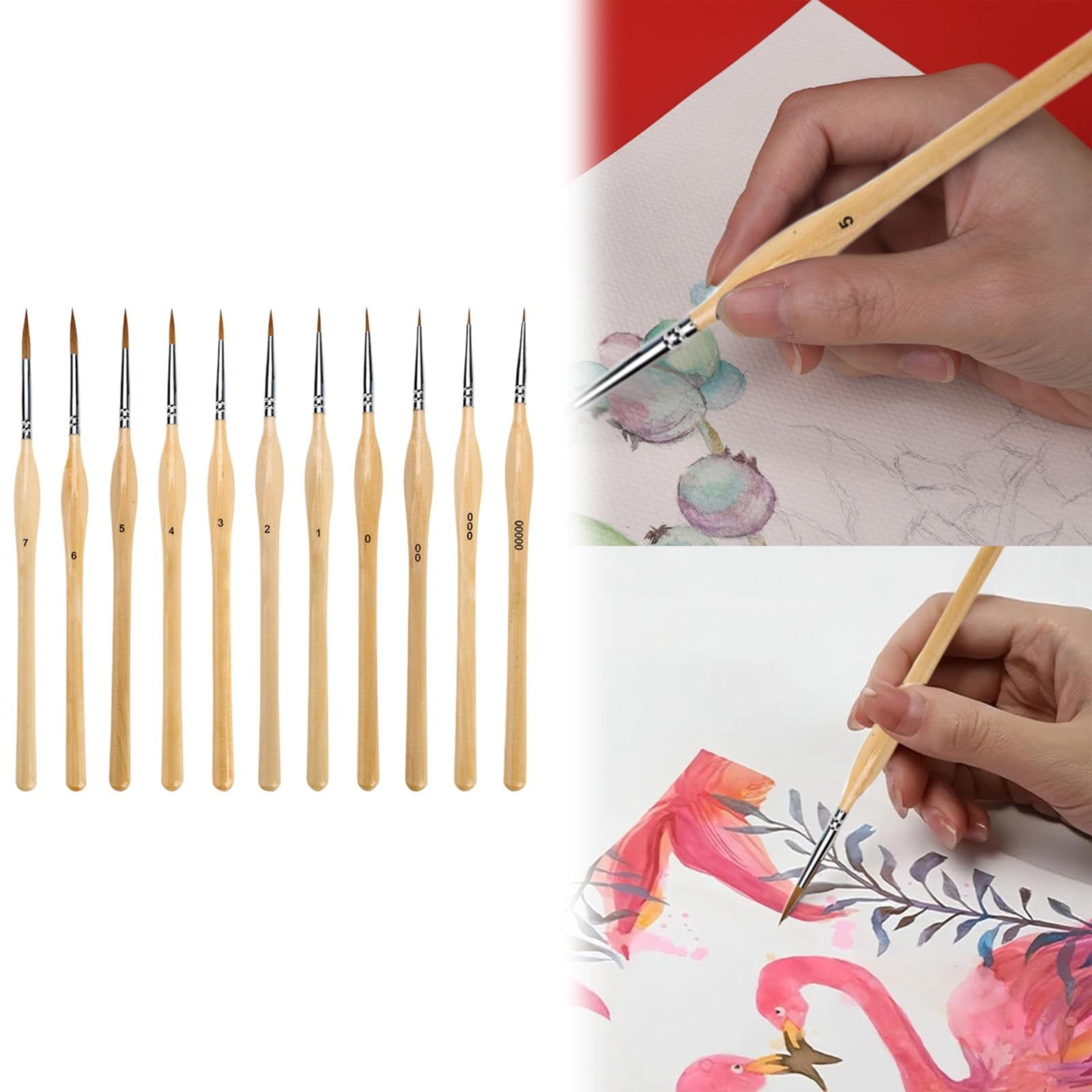 Miniature Detail Paint Brush Set With Natural Wood Handle 2024 New ...
