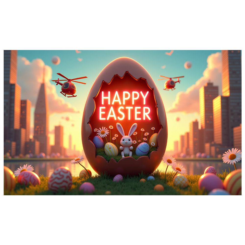 Miniature Easter Themed Banner with Bunny Elements and Snowy Scenes ...