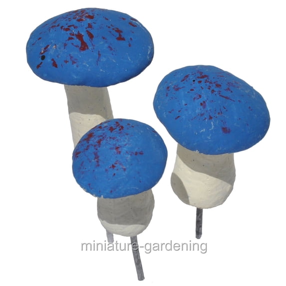 Walmart Miniature Fairy Garden Decor Mushrooms, Set of 3, Blue ...