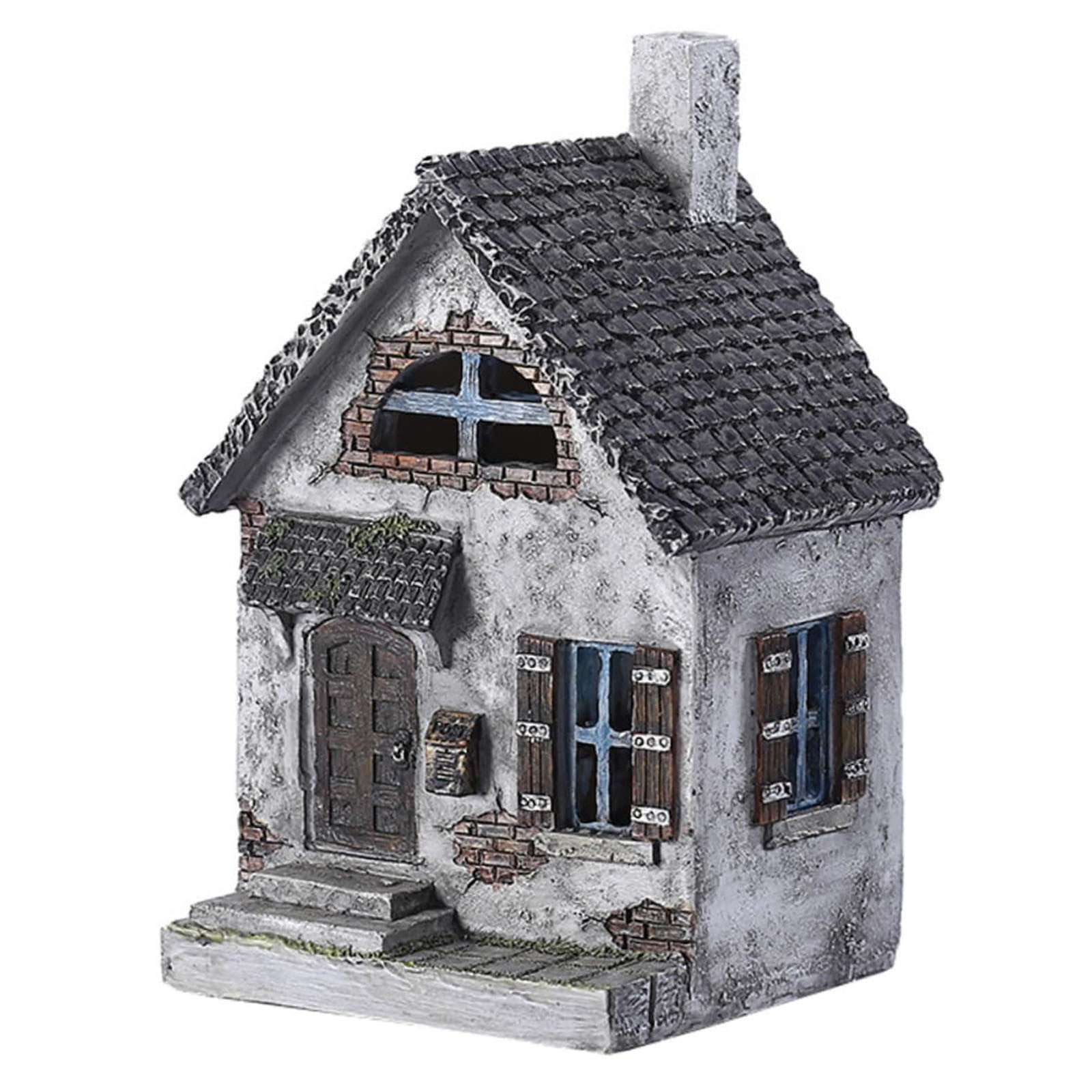 Miniature Fairy House Statue, Rustic Fairy Garden Cottage for Woodland ...