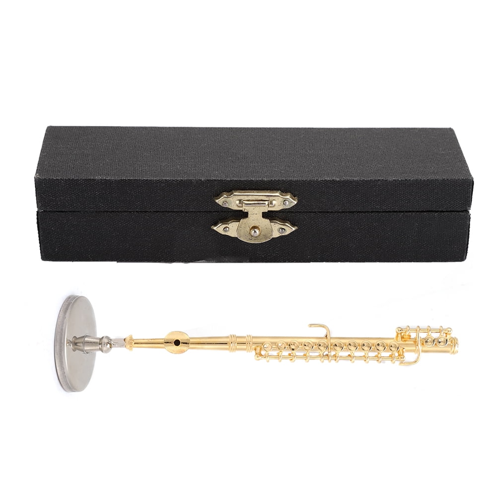 Miniature Flute, 1:6 Mini Gold Flute with Stand and Case Copper Mini ...