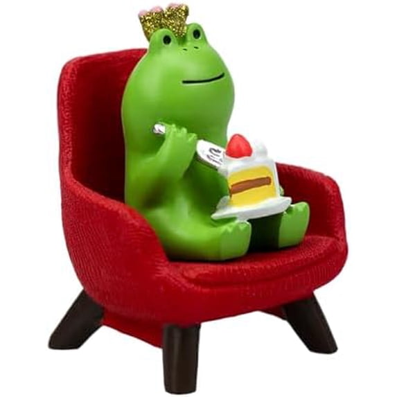 Miniature Frog Eating Cake Figurine - Funny Frog Sculpture for Shelf ...
