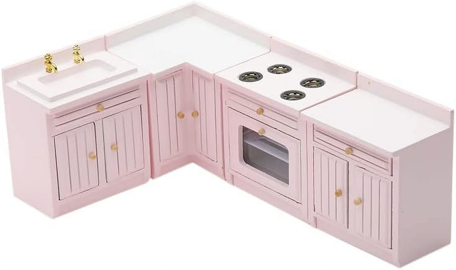 Miniature Furniture Dollhouse Kitchen Cabinets Set 1:12 Scale Wooden ...