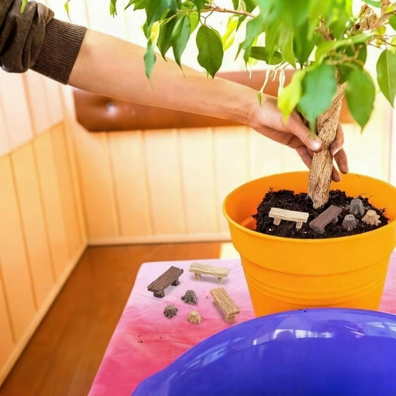 Miniature Garden Ornaments, Includes Retro Wooden Style Benches ...