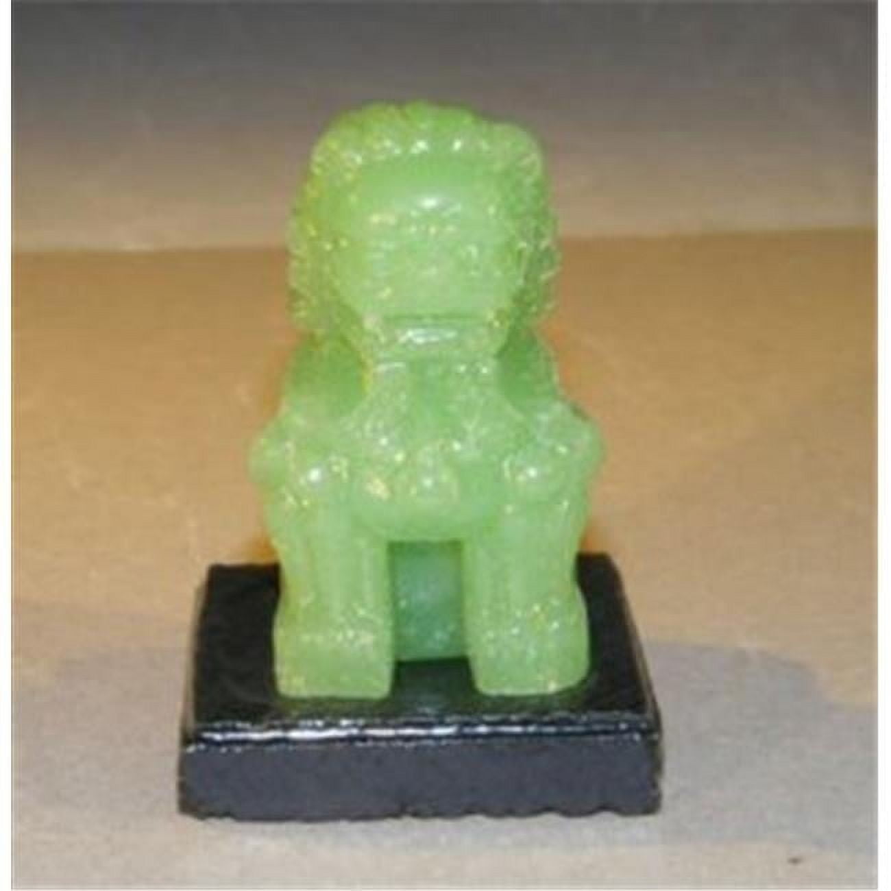 Miniature Glass Chinese Foo Lion with Wooden Stand, Jade Green ...