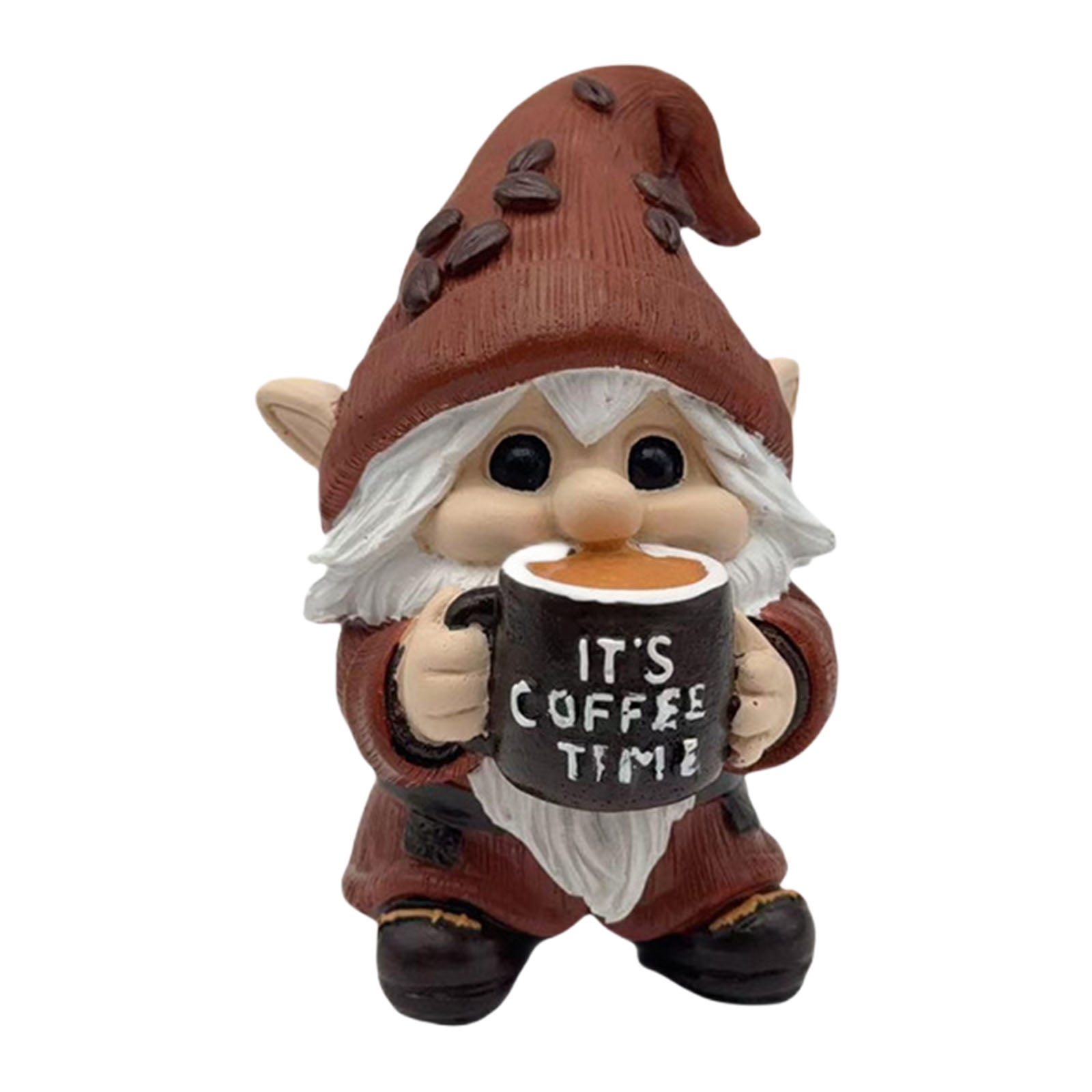 Miniature Gnomes Figurine With Coffee Cup Resilient Resin Dwarf Statue ...