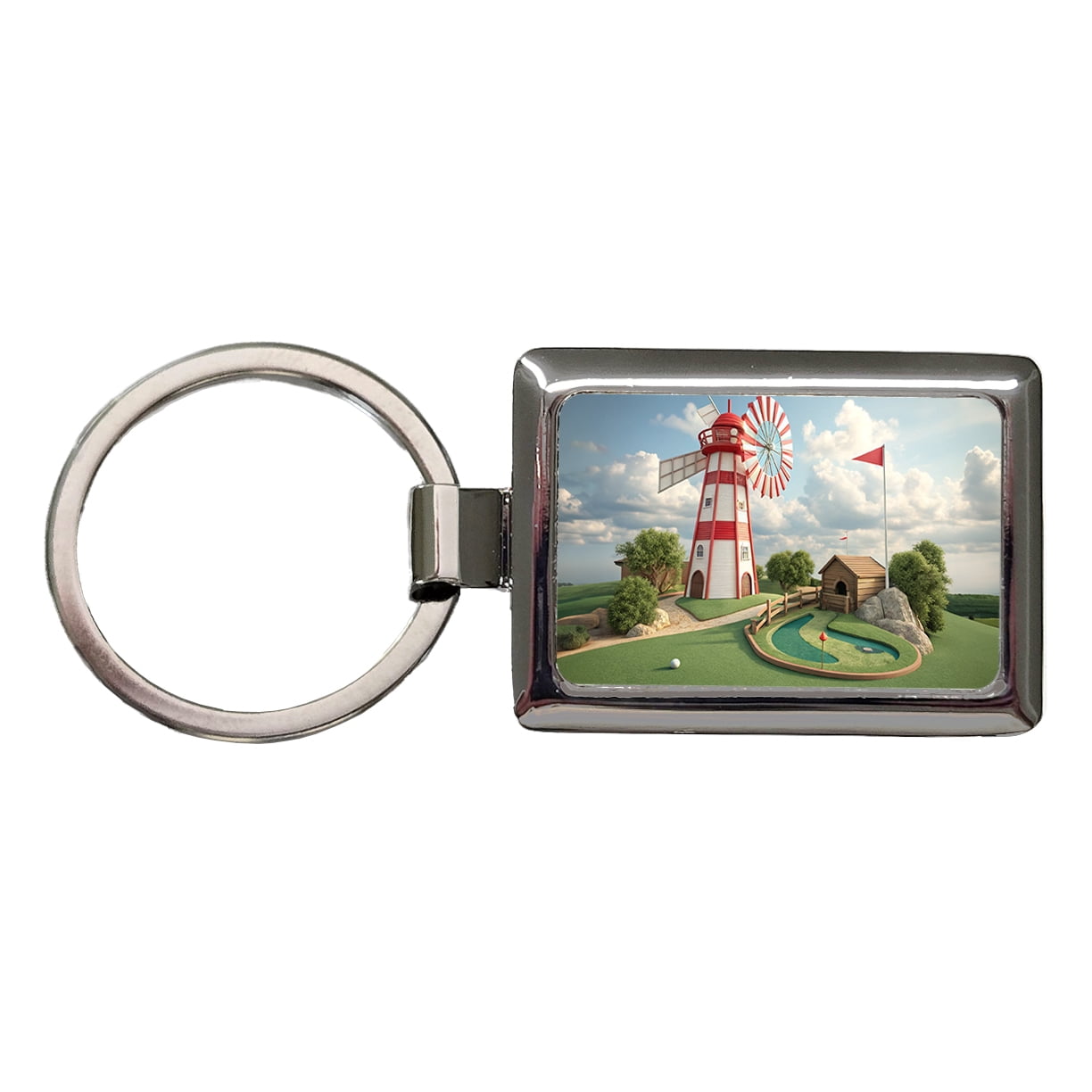 Miniature Golf Course Windmill Metal Rectangle Keychain - Walmart.com