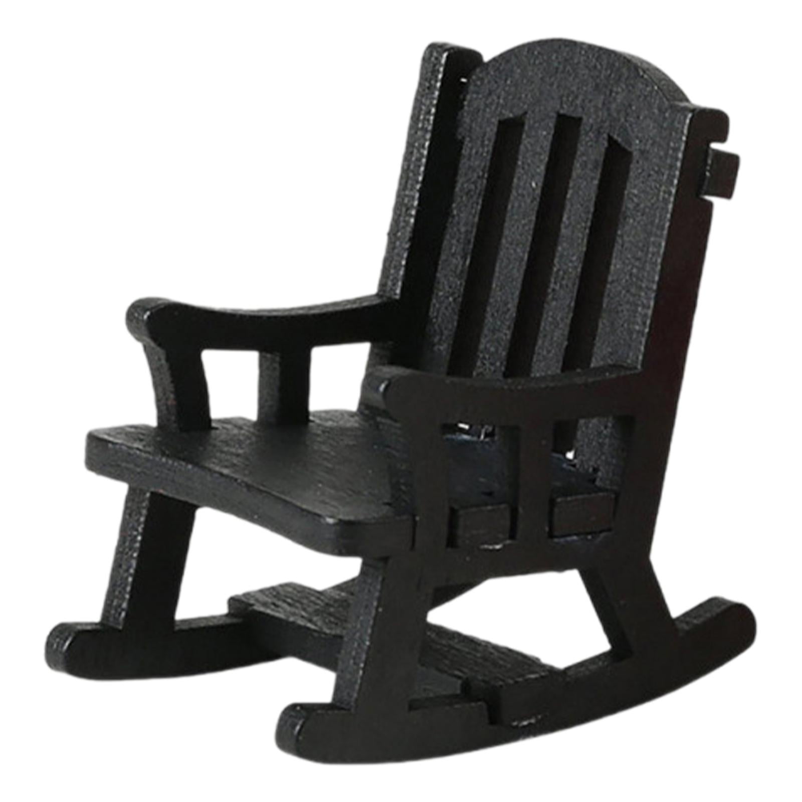 Miniature High Back Porch Rocker Chair Model Wood DIY Ornament for Kids ...