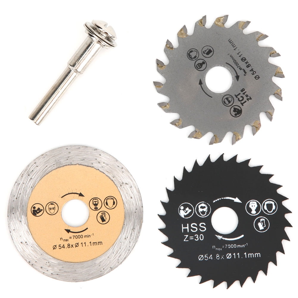 Miniature High-Speed Steel Saw Blades Set (3 Pieces) + 6mm Adapter Rod ...