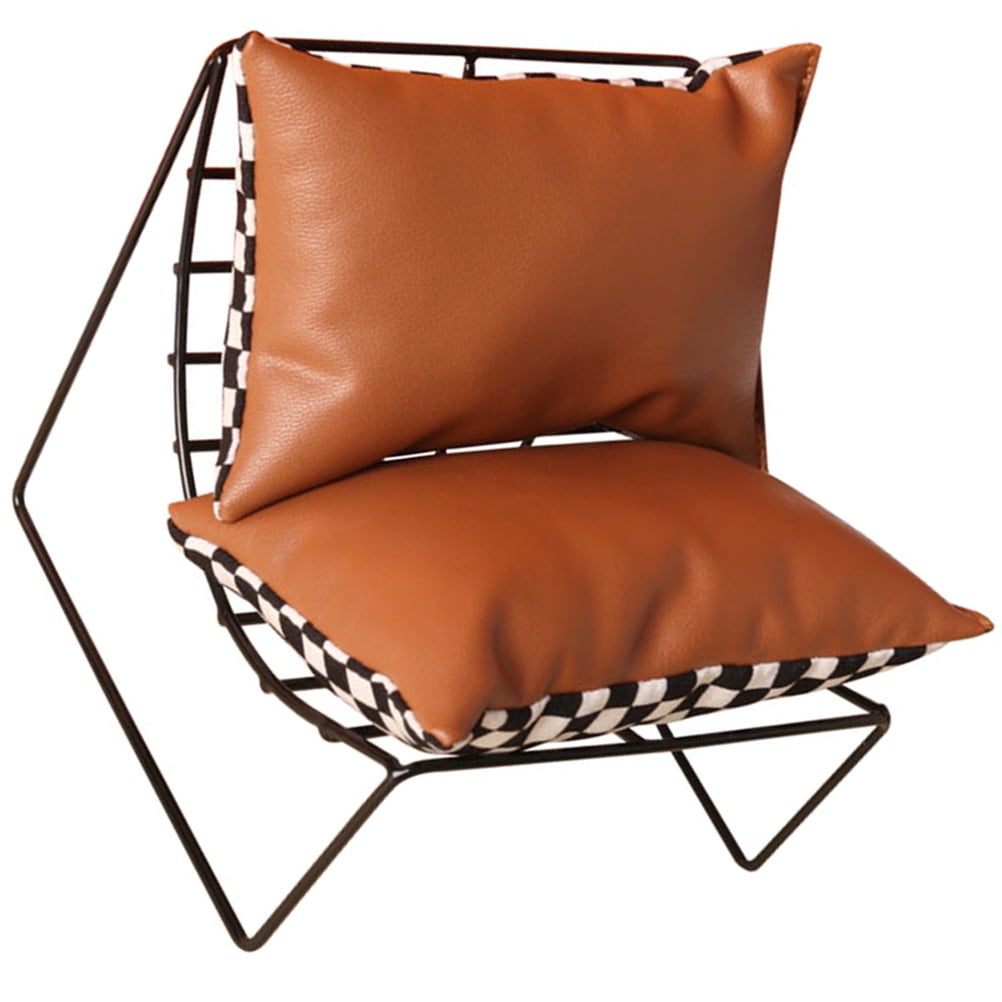 LEORX 1 Set Light Brown Alloy Leather Miniature Chair For Dollhouse ...