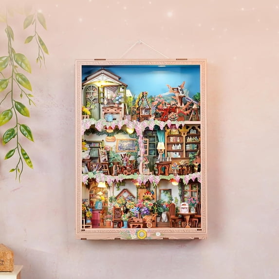 Miniature House Kit, Book Nook Dollhouse Story Frame Kit Wooden 3D ...