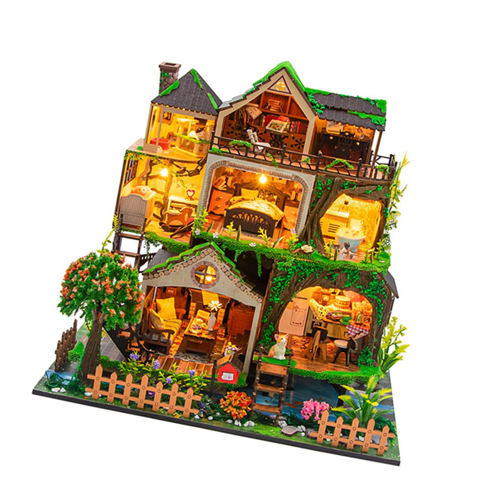Miniature House Kit Dollhouse Building Mini Diorama Unfinished Wooden ...