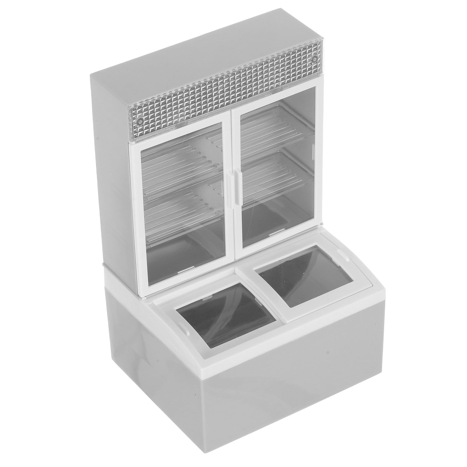 Dollhouse Mini Fridge Toy Set for Kids Pretend Play Grey Plastic ...