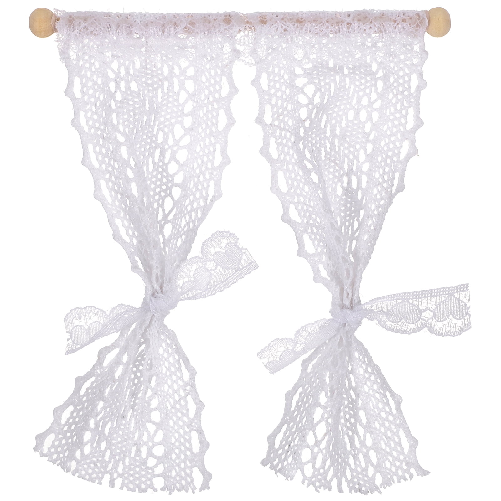 STRANDCHIC Dollhouse Curtains in White Lace for Mini House 1Pack 5.1x4 ...