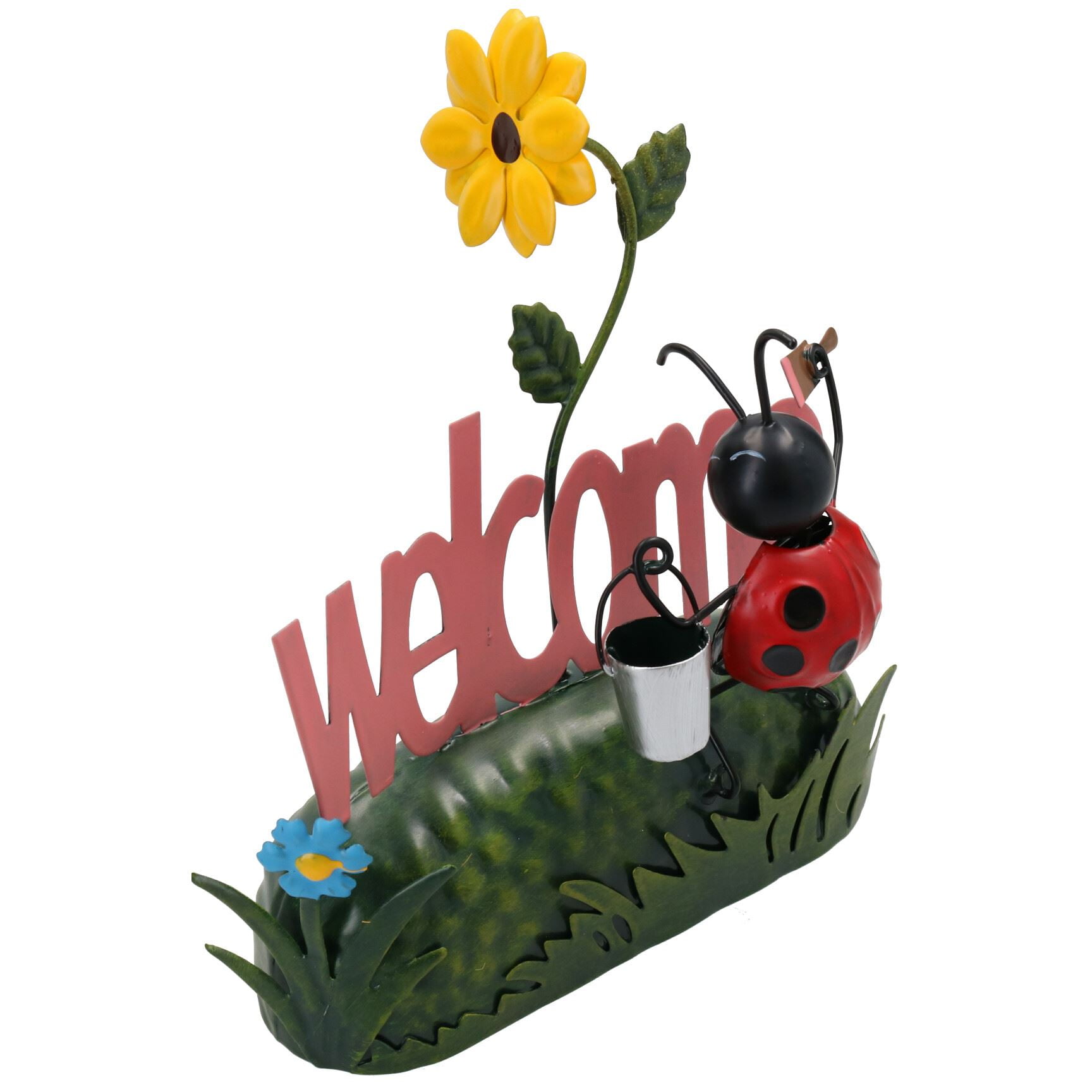 Miniature Life Metal Ladybird Welcome Garden Home Gift Ornament ...