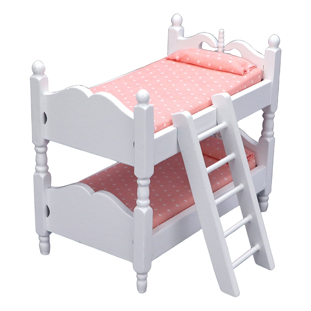 Miniature Mini Bunk Bed Model Doll Houses Accessory Realistic 1:12 ...
