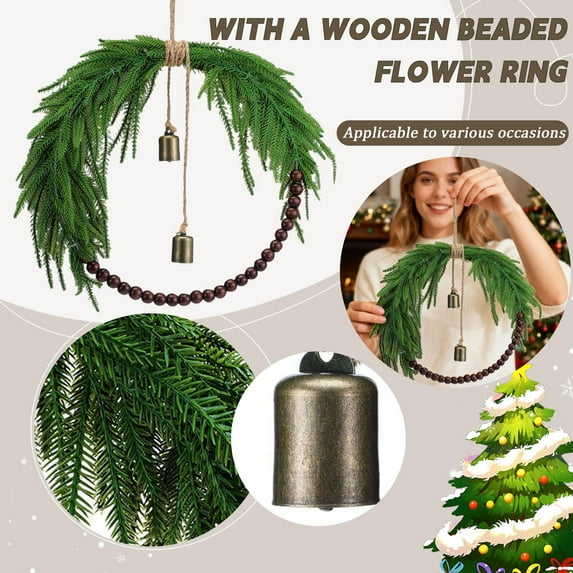 Miniature Norfolk Christmas Wreath, Artificial Christmas Norfolk Pine Wreath, Pine and cypress ...