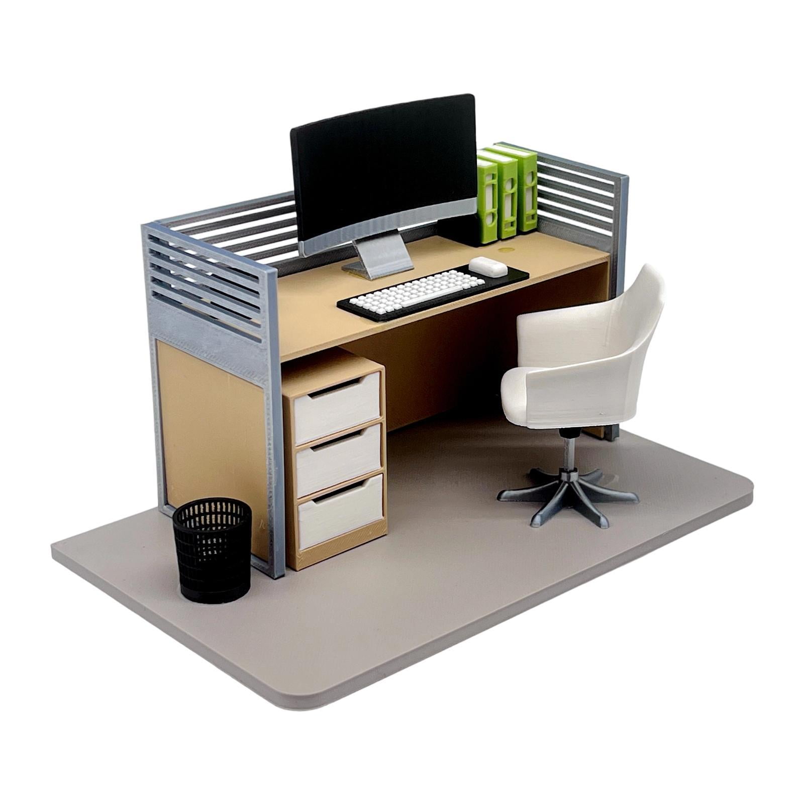 Miniature Office Decor Tiny Computer Model Realistic Dollhouse Mini ...