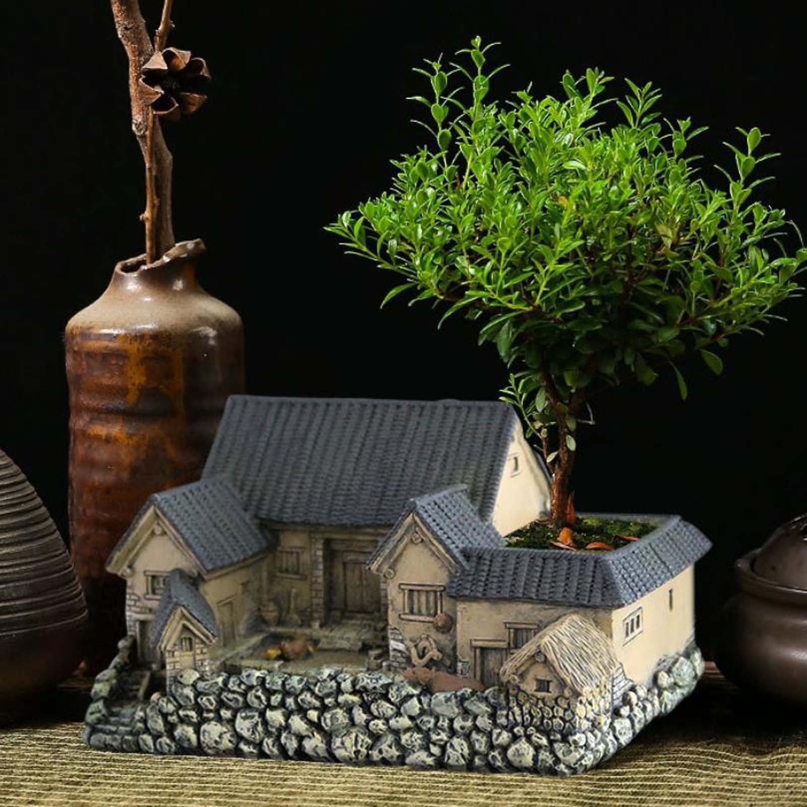 Miniature Old House Model with Light, Desktop Garden Décor for Living ...