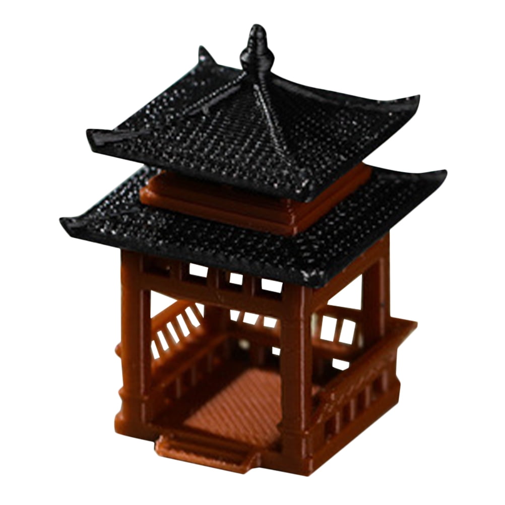 Tiny Pavilion Ornament Mini Statue Decorative Yard Bonsai Decoration ...