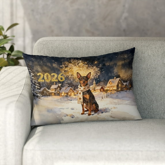 Miniature Pinscher Happy New Year 2026 with Fireworks on New Year's Eve ...