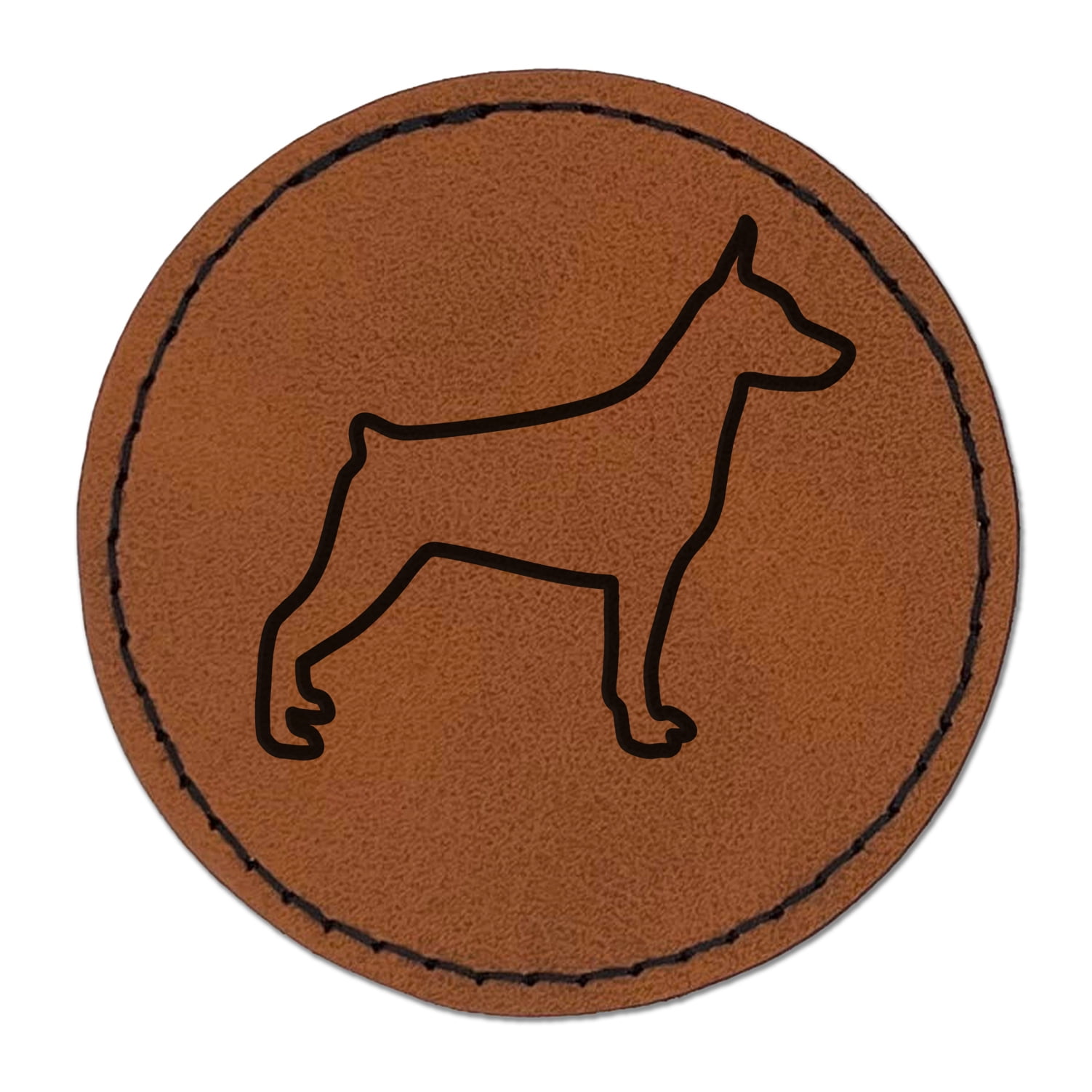 Miniature Pinscher Min Pin Dog Outline 2.5" Faux Leather Round Engraved ...