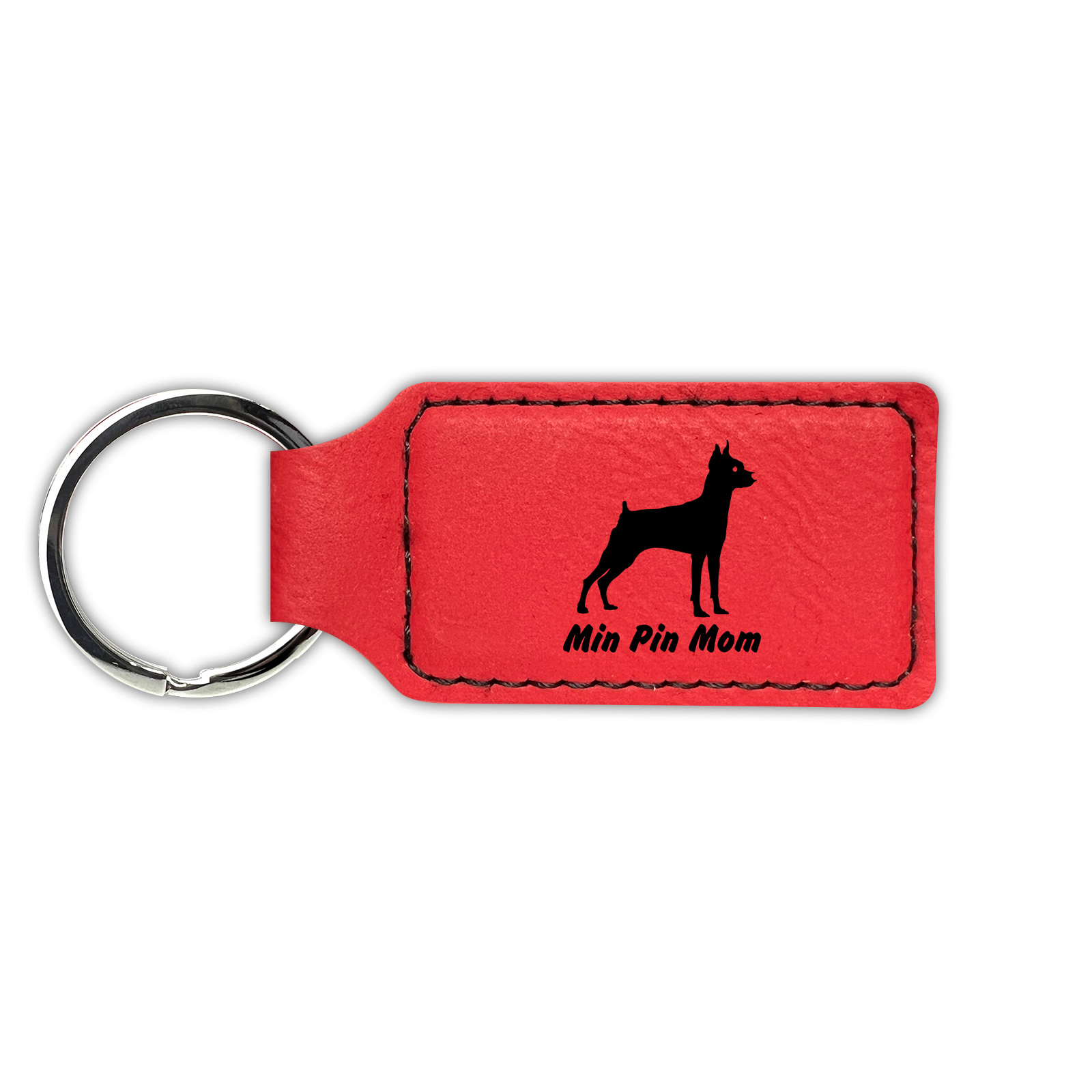 Miniature Pinscher Mom Keychain Leatherette Rectangle - Laser Engraved ...