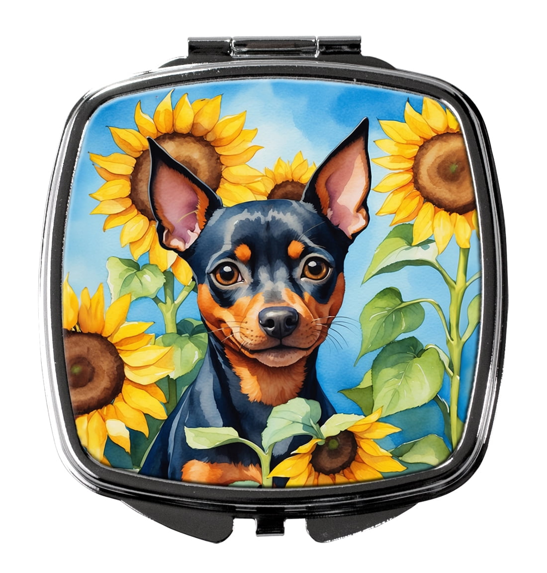 Miniature Pinscher in Sunflowers Compact Mirror 2.75 in x 3 in ...