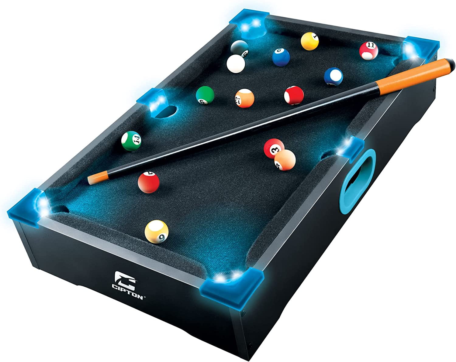 Cipton Miniature Pool Table, 20" LED Light Up Billiards Set, Includes ...