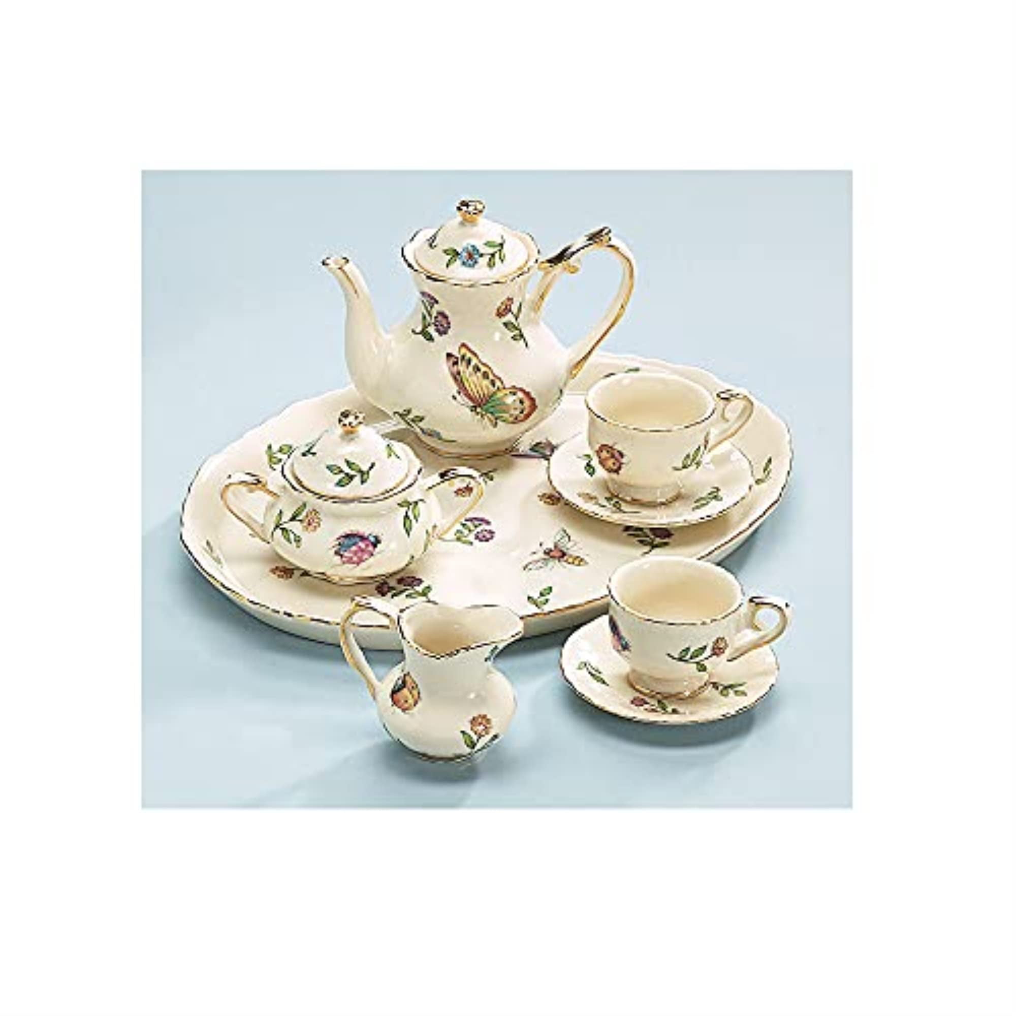 Miniature Porcelain Insect Teaset Beautiful Collectible(Pattern may ...