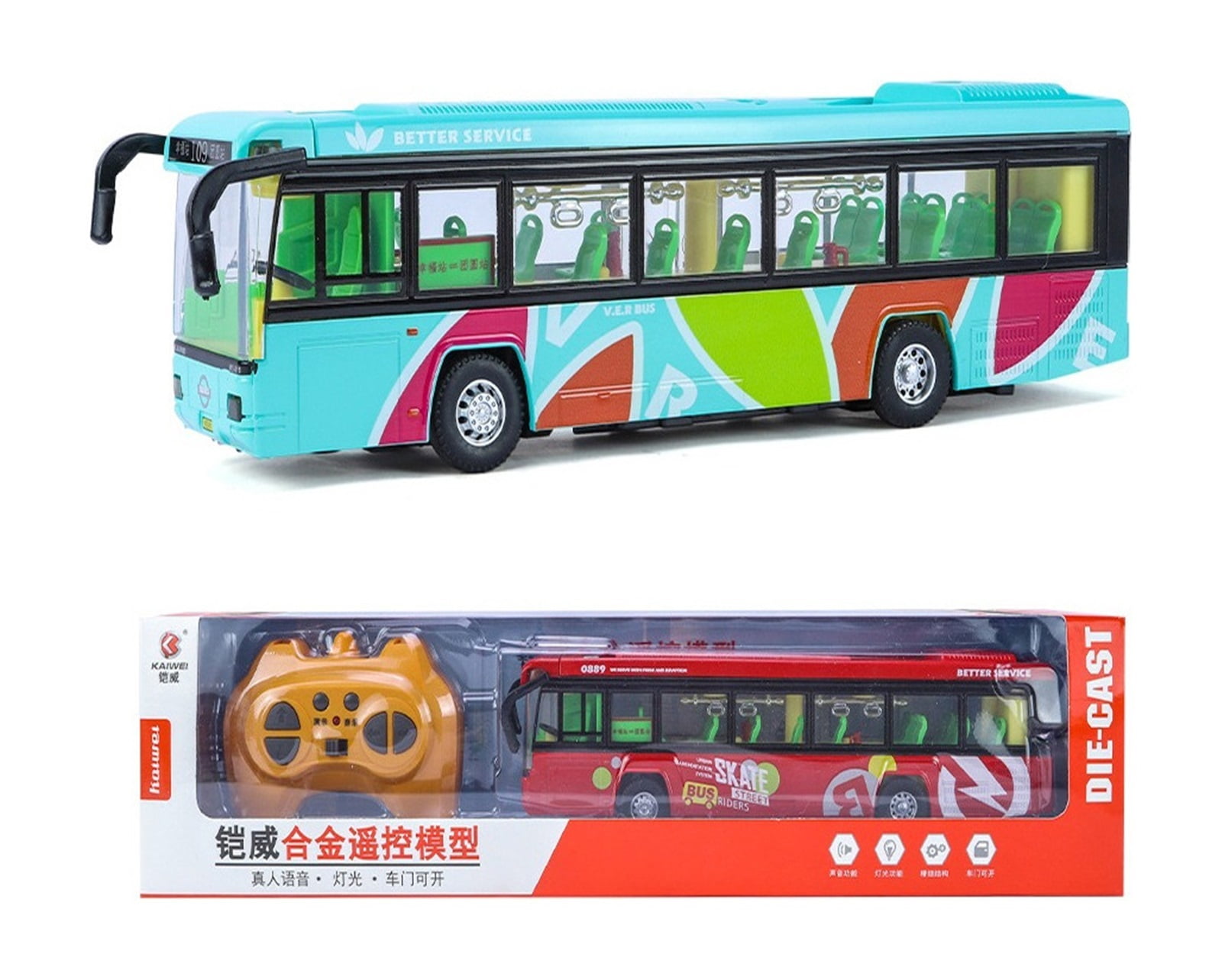 Miniature Remote Control Bus Metal Car with Light and Sound - Walmart.com