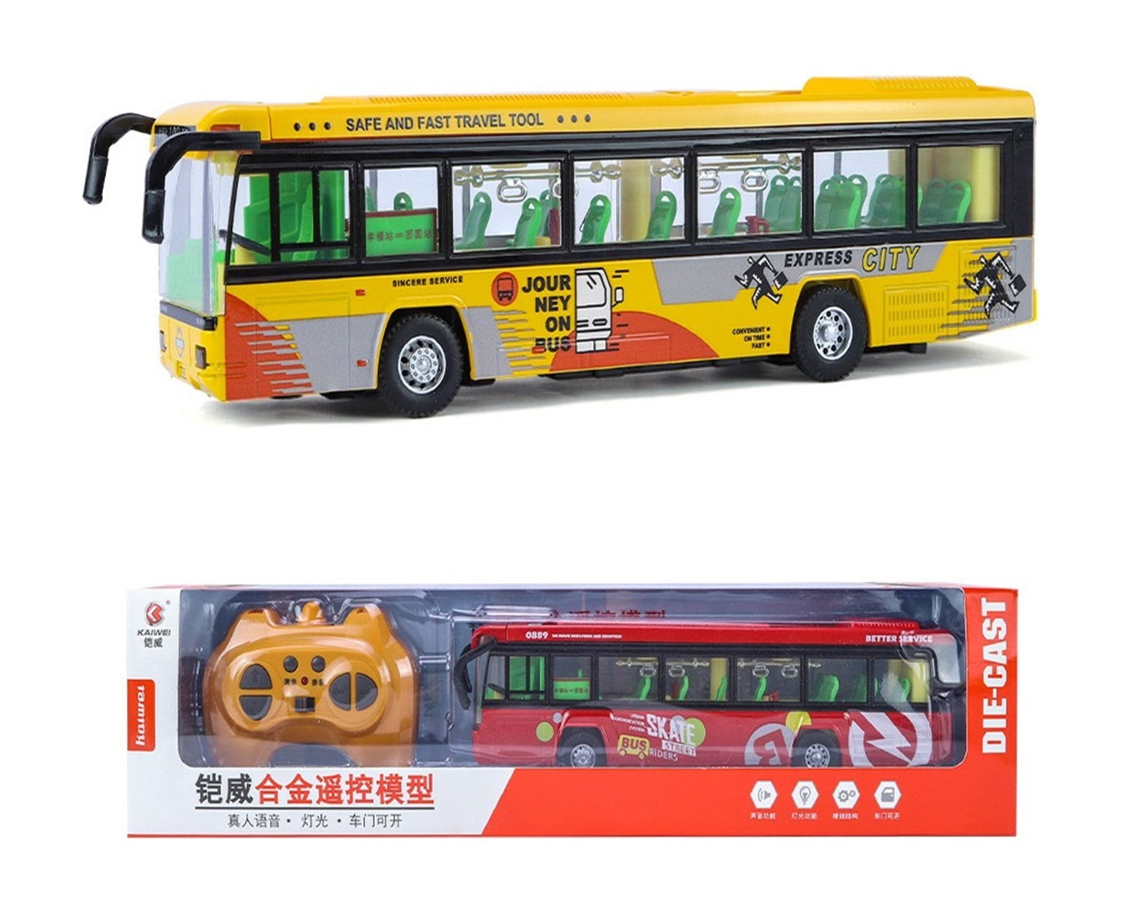 Miniature Remote Control Bus Metal Car with Light and Sound - Walmart.com