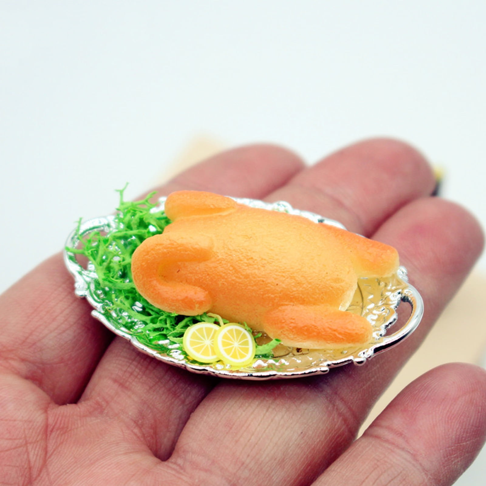 Miniature Roast Chicken Realistic Christmas Roast Chicken on Plate ...