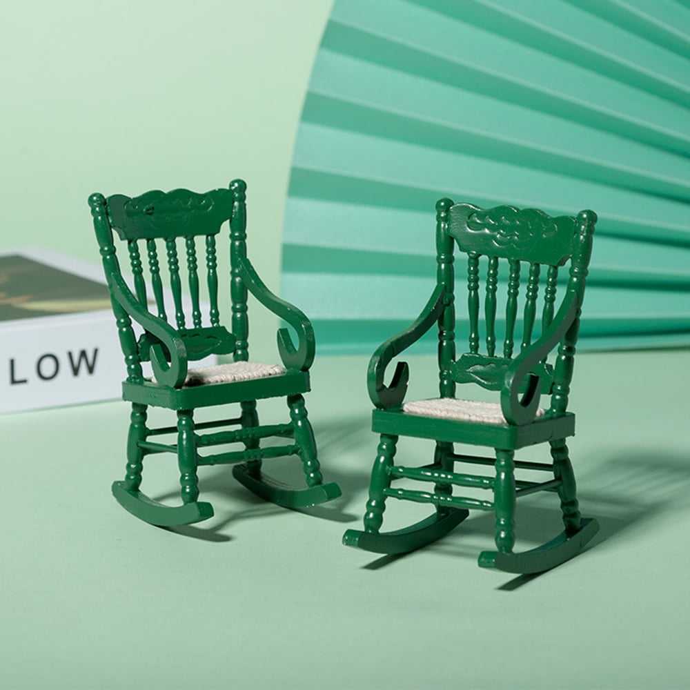 Miniature Rocking Chairs, 1:12 Dollhouse Mini Furniture Wooden Chair ...