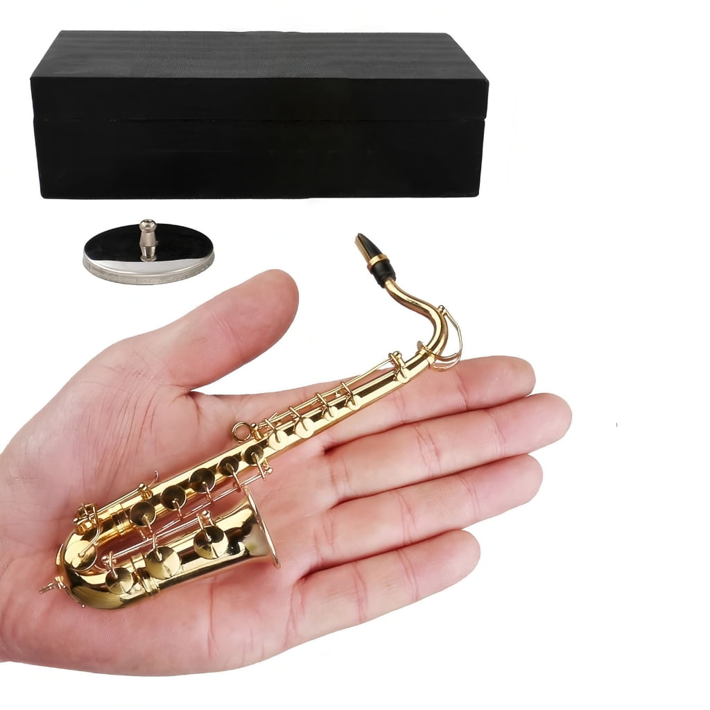 Miniature Saxophone with Stand and Case Figurines Doll House ...
